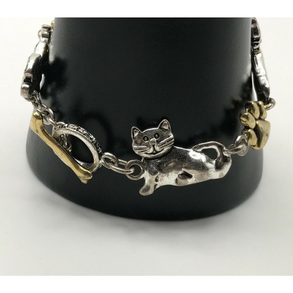 Premier Designs | Jewelry | Cats Dogs 2 Tone Toggle Bracelet Signed Pd ...